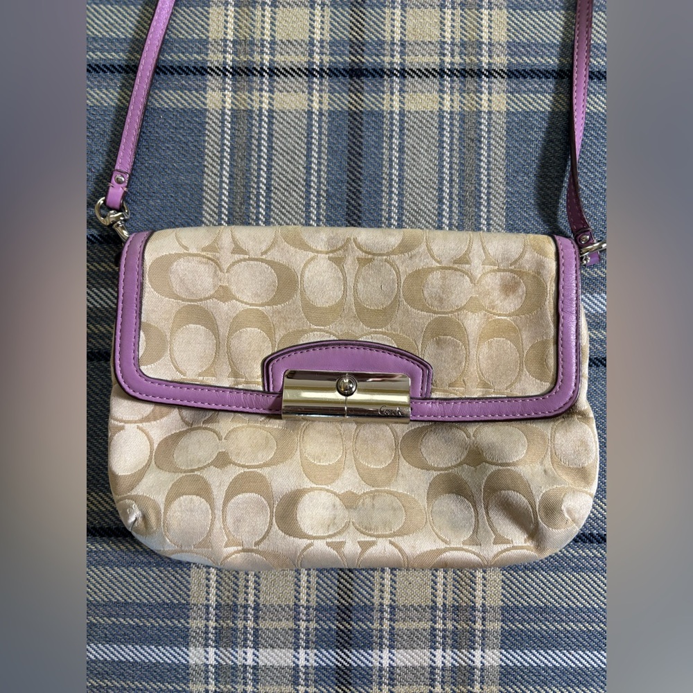 Coach Cream Kristin Flap Signature Sateen Lavender Tr… - Gem